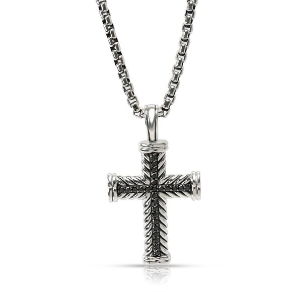 David Yurman | Bags | David Yurman Chevron Cross Necklace With Black ...